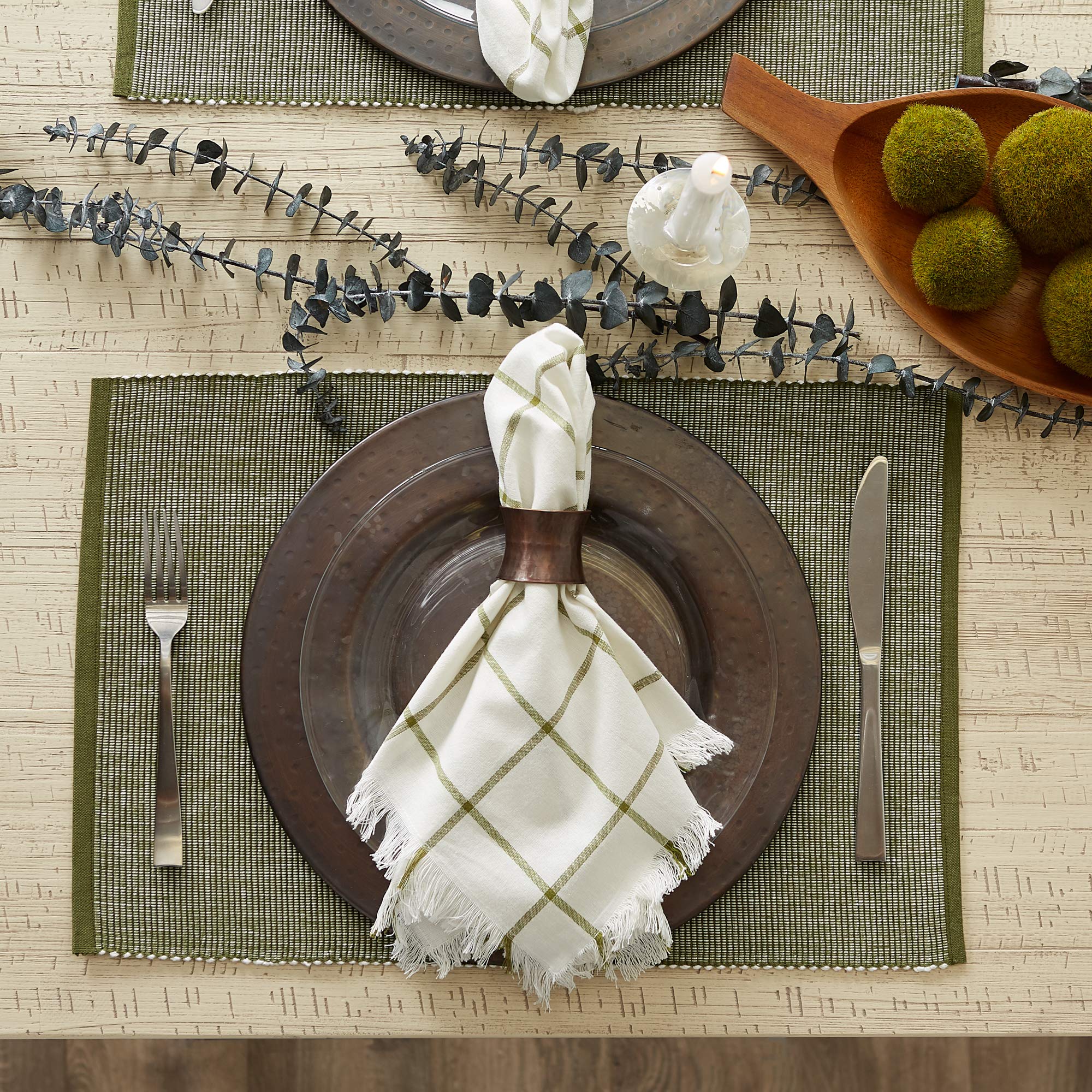 DII Two-Toned Collection Tabletop, Placemat Set, Sage, 6 Piece