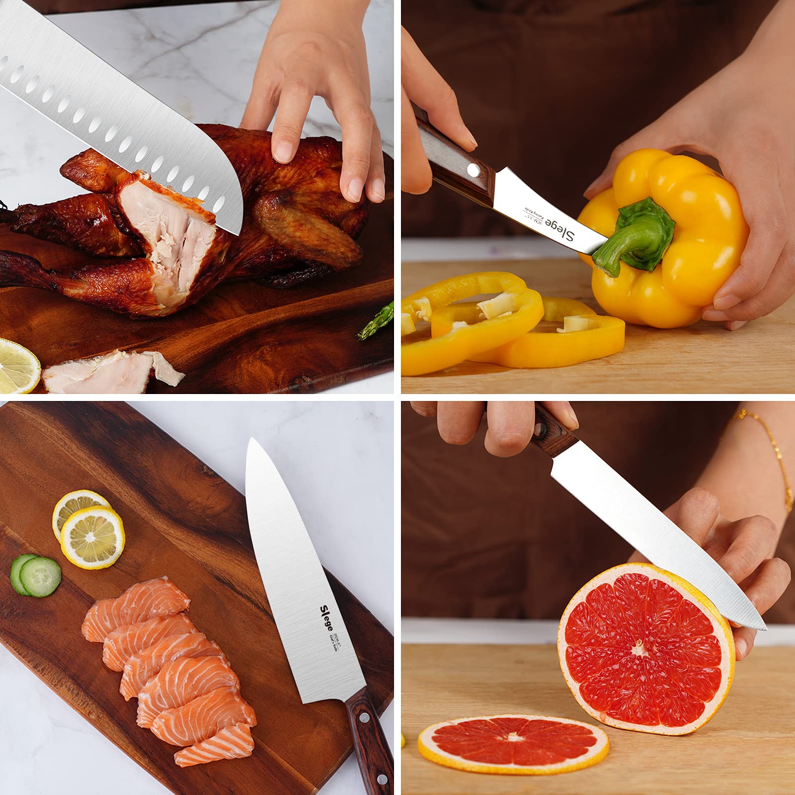 Knife Set,15-Piece Kitchen Knife Set with Block Wooden, Knife Block Set with High carbon stainless steel, Professional Chef Knife Set for Kitchen