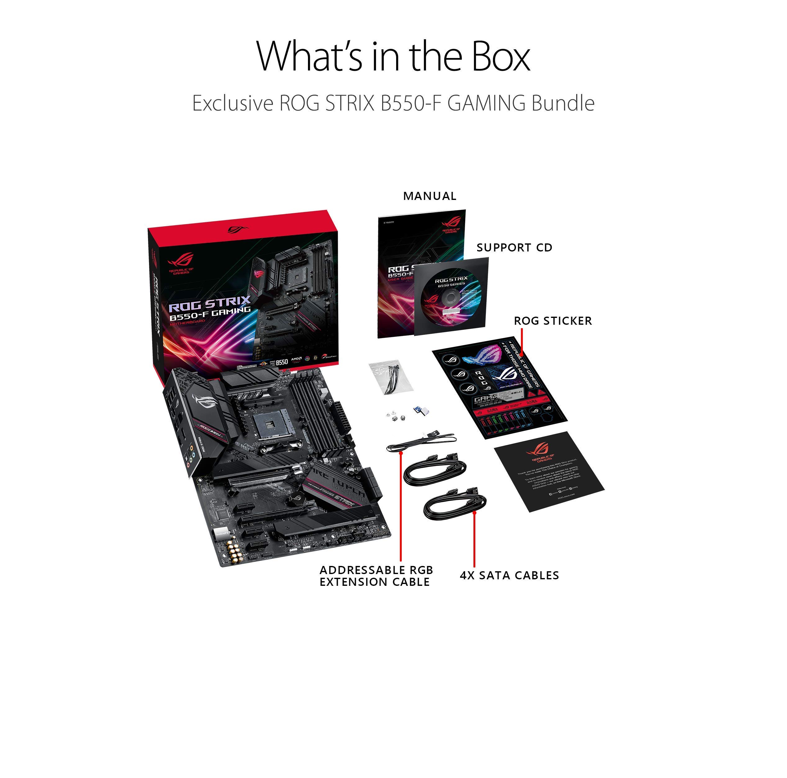 ASUS ROG Strix B550-F Gaming AMD AM4 Zen 3 Ryzen 5000 & 3rd Gen ATX Motherboard (PCIe 4.0, 2.5Gb LAN, BIOS Flashback, HDMI 2.1, Addressable 2 RGB Header and Aura Sync) (Renewed)