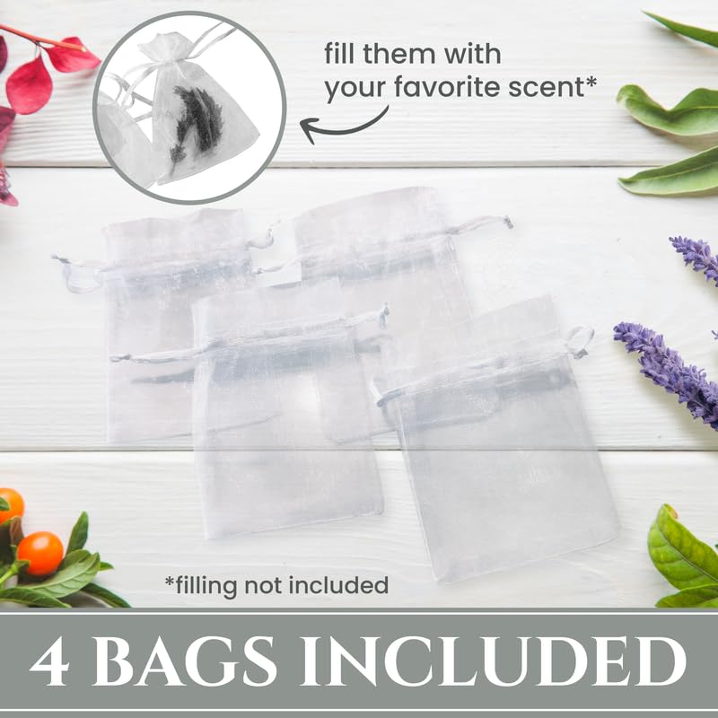4 Pack Closet Organizers and Storage with 4 Sachet Bags, Sheet Organizers, Foldable Linen Closet Organizers and Storage, Sheet Organizer w/Label Windows, XL Bed Sheet Organizer for Linen Closet