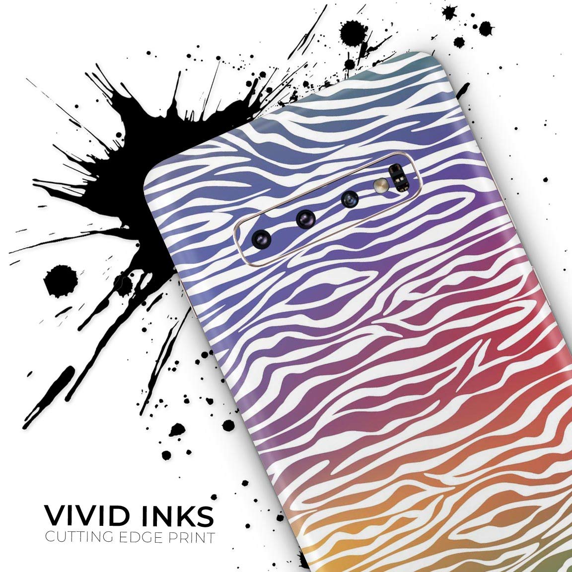 DesignSkinz Colorful Vector Zebra Animal Print Protective Vinyl Decal Wrap Skin Cover Compatible with The Samsung Galaxy S20 (Screen Trim & Back Glass Skin)
