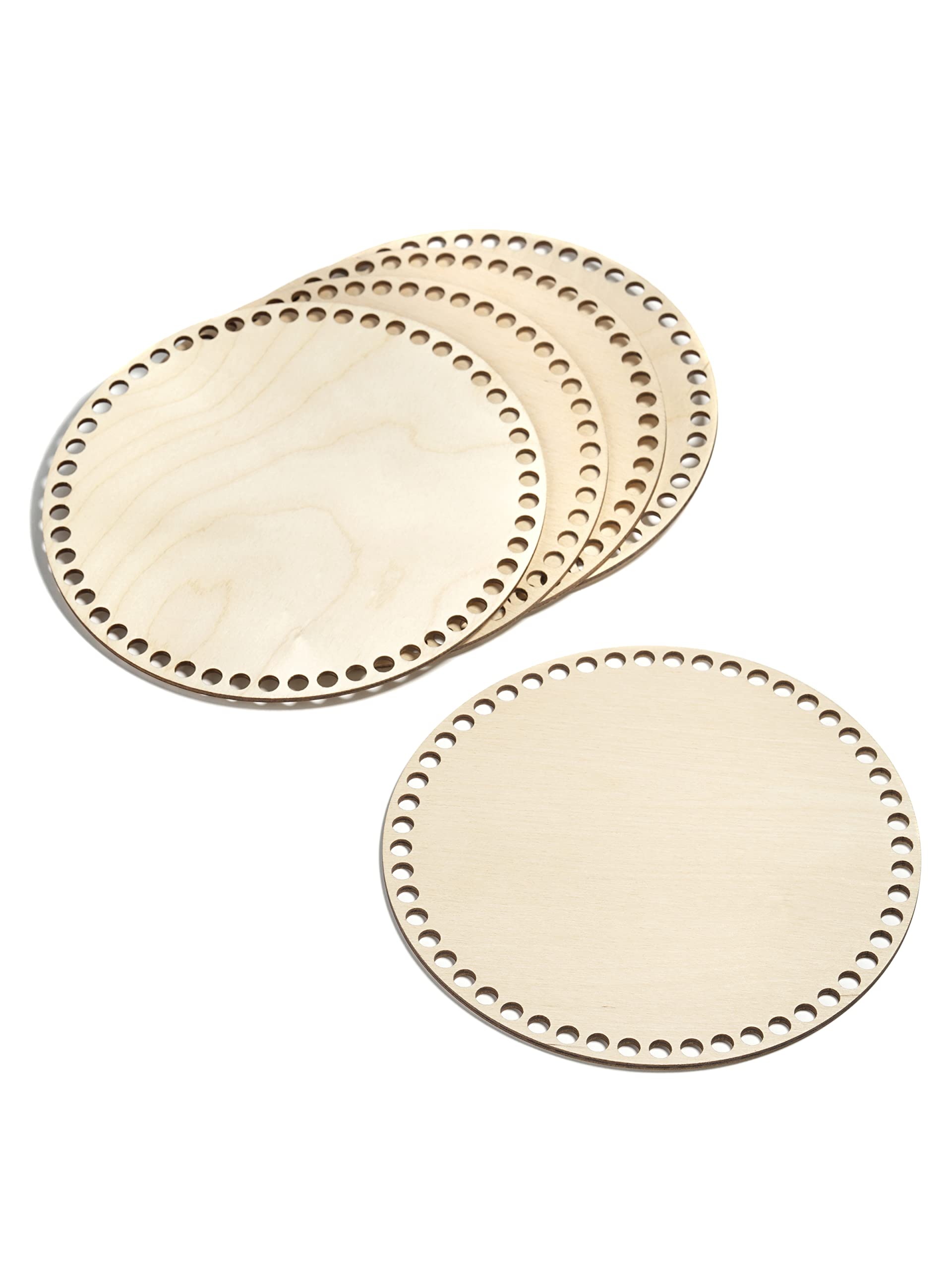 Premium Baltic birch plywood 8" Round x 5 pcs Wooden Basket Bottoms set, solid wooden base for DIY
