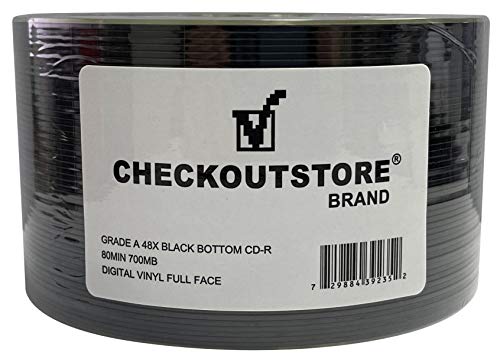 CheckOutStore 48x Black Bottom CD-R 80min 700MB Digital Vinyl Full Face (Pack of 200)
