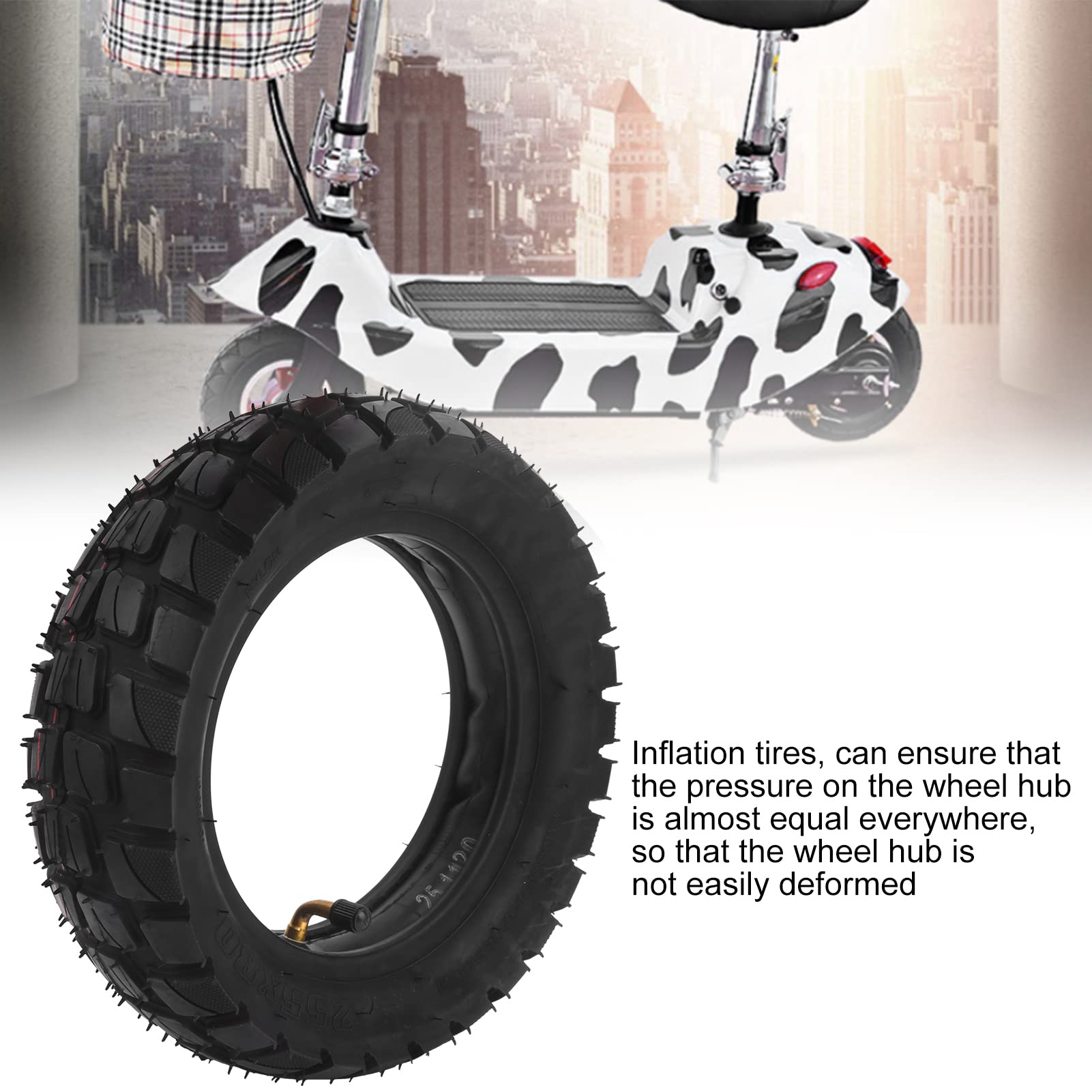 VGEBY Electric Scooter Tire/Wheel, 10in Electric Scooter Tire with Inner Tube Inflatable Rubber Tyre Replacement 255x80 Electric Scooters Equipment