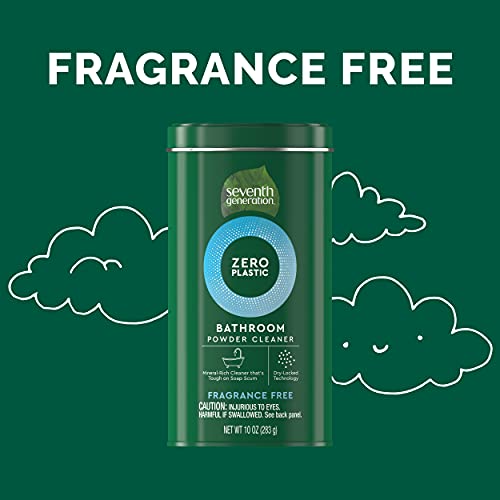 Seventh Generation Zero Plastic Bathroom Cleaner Powder, Fragrance Free, Unscented, 10 Oz