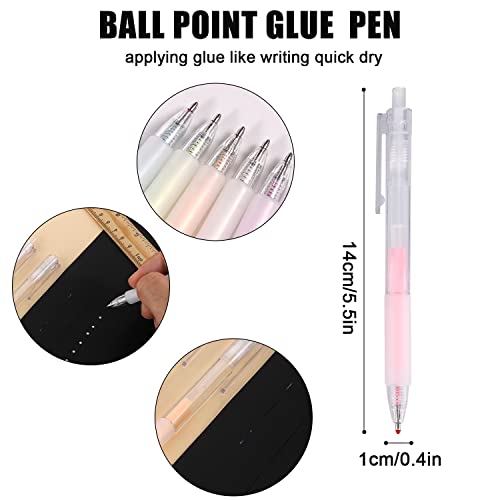 6pcs Dry Liquid Glue Glue Pens, Colorful Sticky Glue Glue Pens Quick Dry Glue Pens for Scrapbooking Fabric Card Making and Crafts (6 Colors)