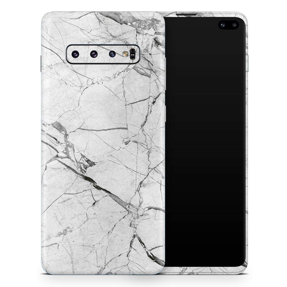 DesignSkinz Cracked White Marble Slate Protective Vinyl Decal Wrap Skin Cover Compatible with The Samsung Galaxy S20 (Screen Trim & Back Glass Skin)