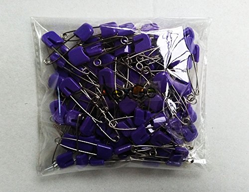 AEXGE Plastic Head Baby Safety Pin Diaper Pins 1.5inch Cloth Nappy Safety Pins,Pack of 100 (Purple)