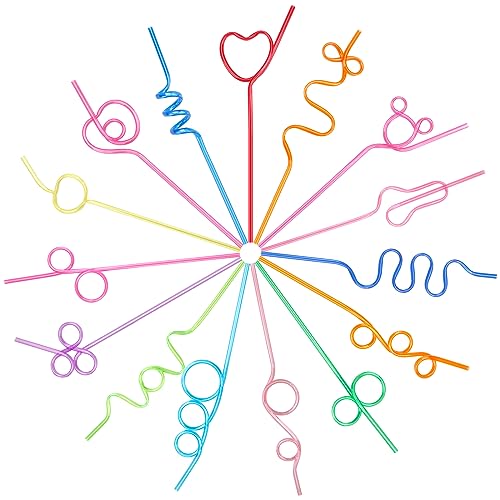 30 pcs Crazy Straws Silly Straws Plastic Straws Reusable Drinking Straws forClassroom Activities Valentines Day Gift Christmas Birthday Wedding Party Supplies