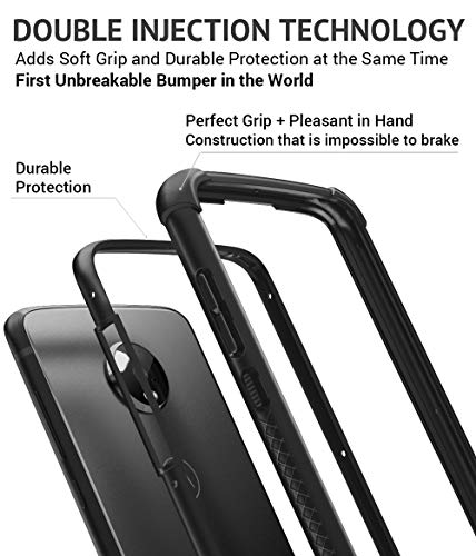 CaseWe - Motorola Moto Z4 Protective Flexible Double Injection Technology (TPU+PC) Bumper Case Cover/Compatible with Moto Mods - All Matte Black