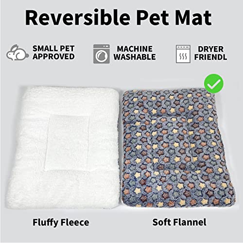 2 Packs of Square Plush Guinea Pig Bed and 1 Small Animals Playpen (Size XS), Cozy Hamsters Sugar Glider Hedgehog Sleep Bed, Rabbit Cage Accessories Mat