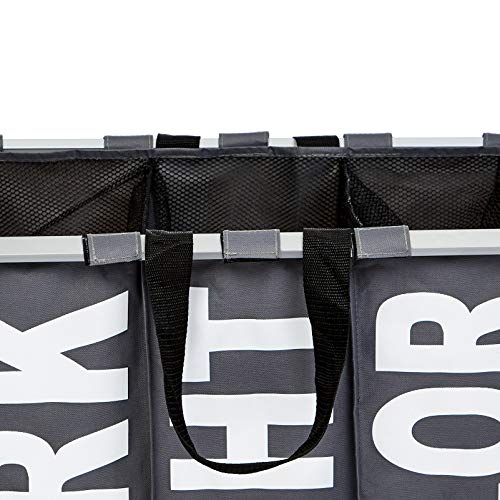 Amazon Basics Triple Laundry Basket Hamper, Dark Grey