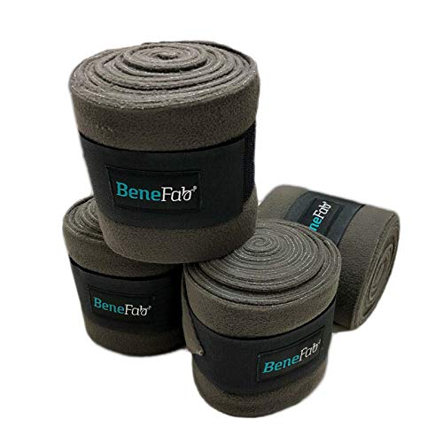 BENEFAB Therapeutic Polo Wraps | Set of 4 | Far-Infrared Technology Keeps Muscles Supple, Prevents Injuries, Promotes Blood Flow, Reduces Pain & Stiffness | Grey | Pony Size (Pony)