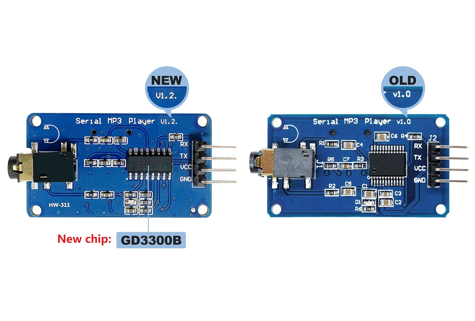 Aideepen YX5300 UART Control Serial MP3 Music Player Module Support MP3 / WAV Micro SD/SDHC Card/AVR/ARM/PIC