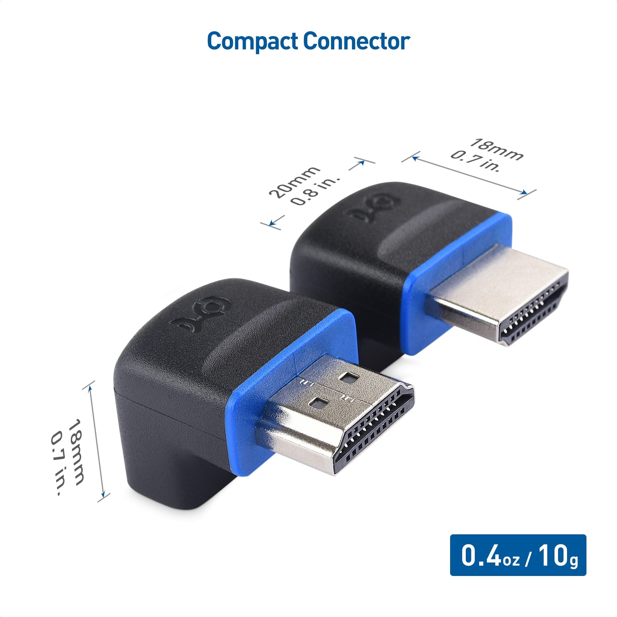 Cable Matters Combo-Pack 8K@60Hz Right Angle HDMI 2.1 Adapters with HDR (8K HDMI Right Angle Adapter / 4K@240Hz HDMI 90 Degree Adapter / 270 Degree and 90 Degree HDMI Adapter) in Black