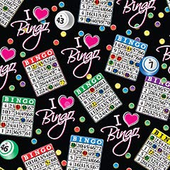 ABS Novelties I Love Bingo Pattern 10 Pocket Tote (Black)