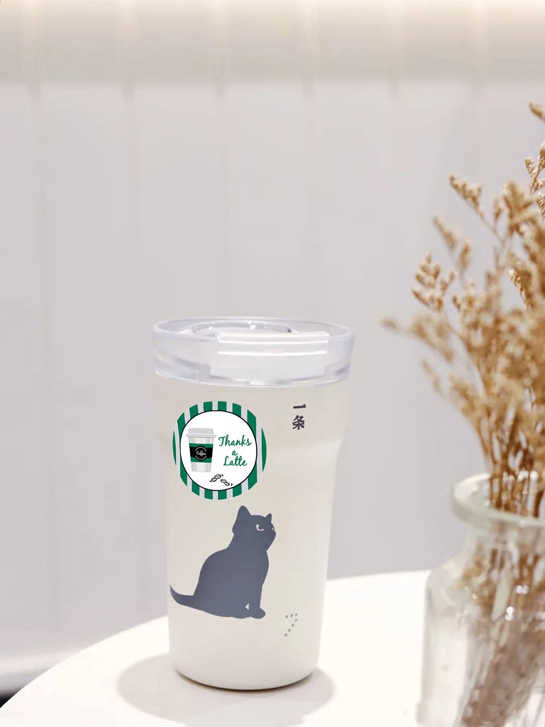 Thanks A Latte Stickers,1.5 Inch Customer Appreciation Labels for Favors Bags,Envelope Seals,Goodie Bags,Suitable for Small Business,Cafe,500 Pcs Per Roll