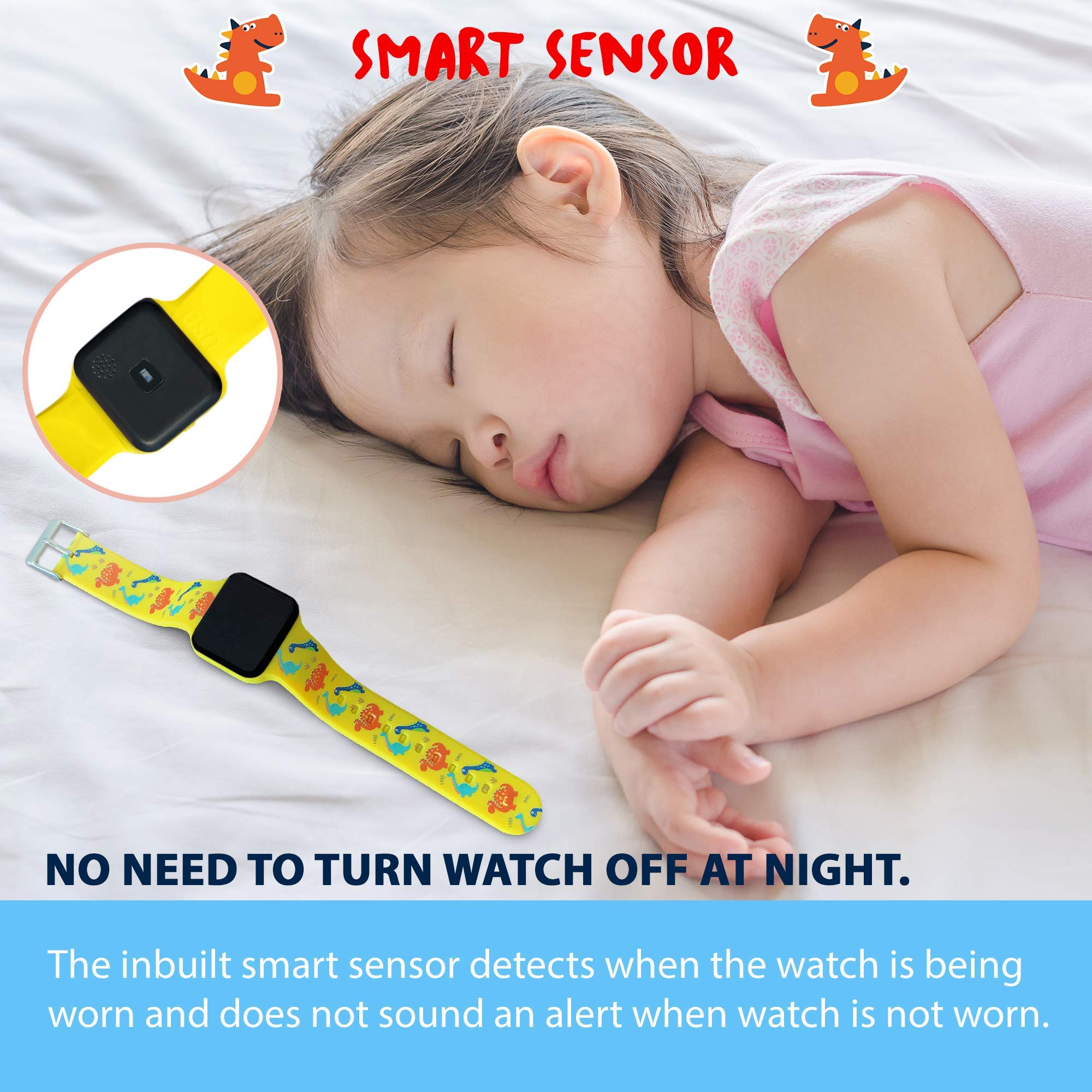ATHENA FUTURES Potty Training Count Down Timer Watch with Lights and Music - Rechargeable, Dinosaur Yellow Band and Potty Training Chart for Toddlers - Fun Animal Design - Rewards - Sticker Chart