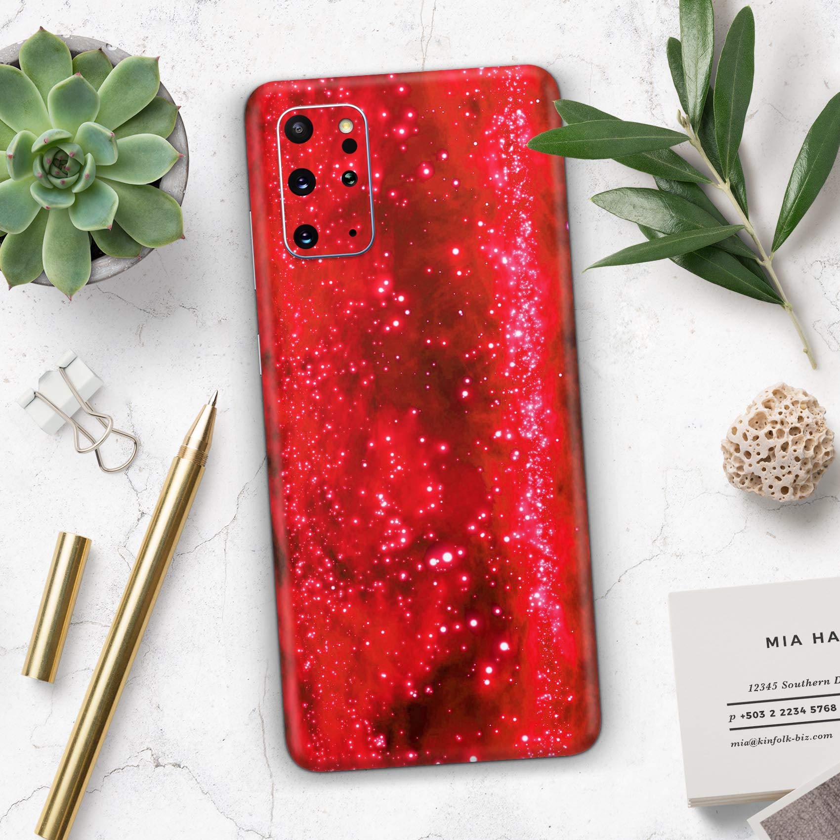 DesignSkinz Glowing Bright Red Orbs of Light Protective Vinyl Decal Wrap Skin Cover Compatible with The Samsung Galaxy S20 (Screen Trim & Back Glass Skin)