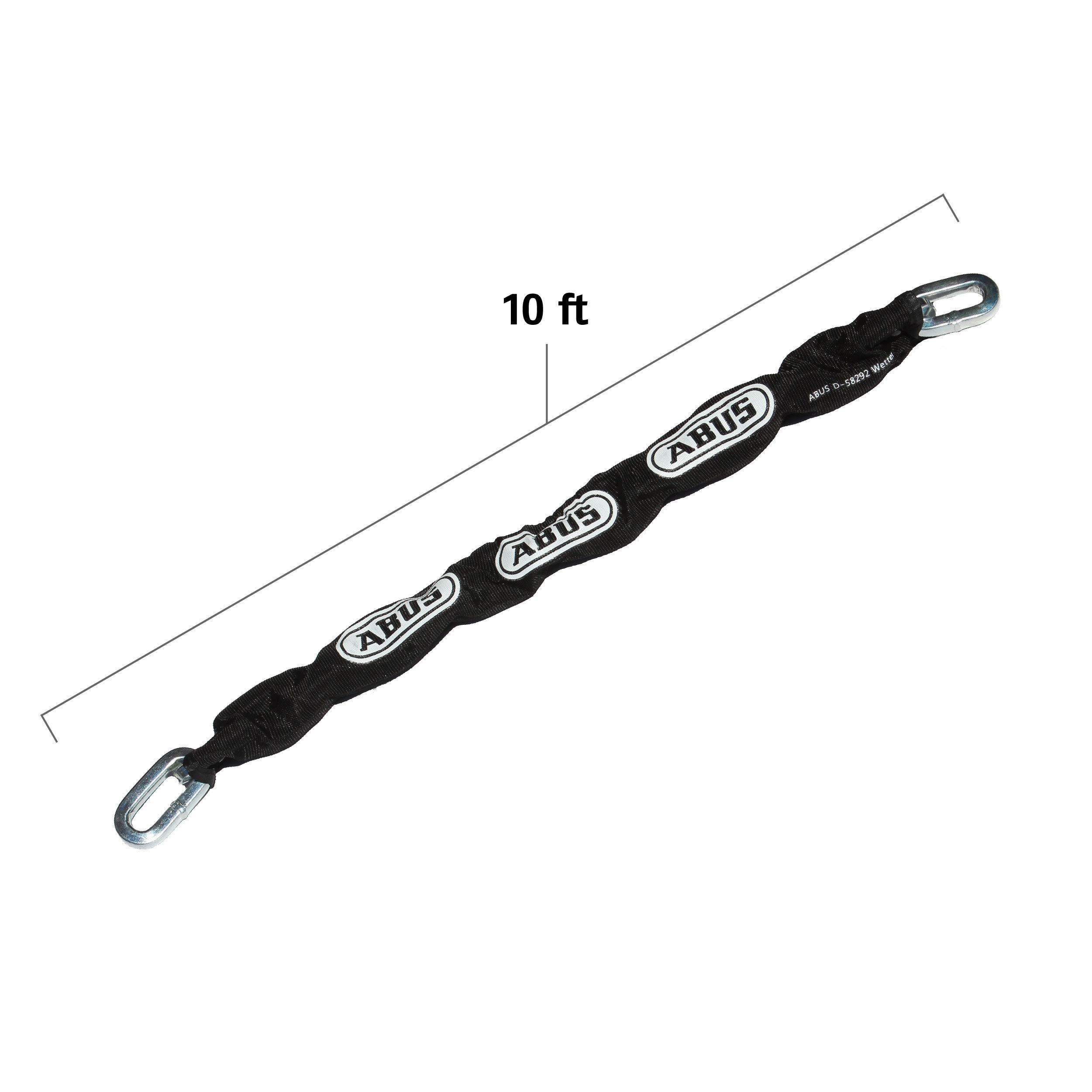 ABUS Hardened Steel 10KS 10 Foot x 3/8" Thick Square Security Chain for Bikes, Containers, Trailers, ATV's, Motorcycles and Personal/Industrial Property