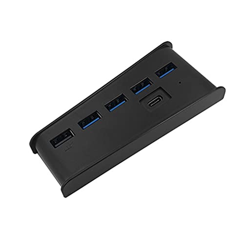 GPPZM 5 Port High-Speed Splitter Adapter Game Console USB Hub Multifunctional for PS5 Game Console Charging Stand Indicator Light (Color : Black)