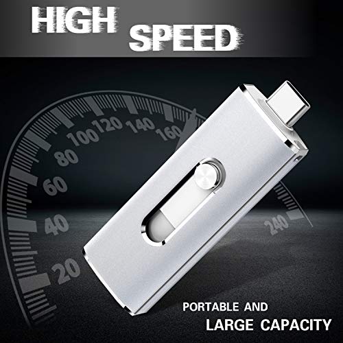 64GB Flash Drive, Aiibe Thumb Drive Memory Stick Jump Drive Pen drive 64 GB USB 3.0 Type C Retractable Capless Dual USB OTG Flash Drives for USB C Smartphones, Samsung Galaxy S8 S9, Tablet, Mac and PC