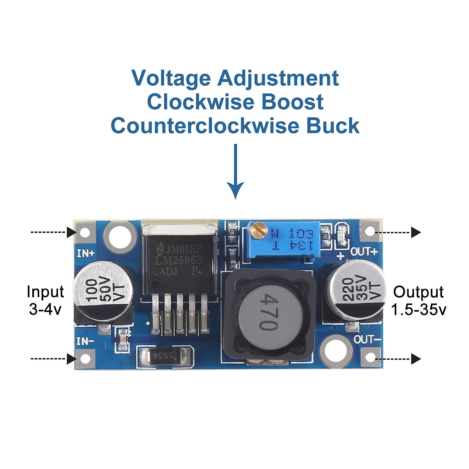 ATNSINC 4Pack LM2596 DC-DC Buck Converter, Adjustable Step Down Voltage Regulator 3-40V to 1.5-35V High Efficiency Power Supply Volt Reducer Transformer Module