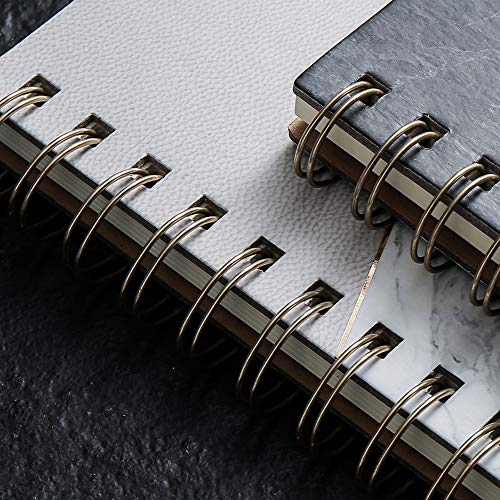 Jessydream Hardcover Notebook,Marble Spiral Journal Notebook, 7.52”x10.3”, 160 Pages Thick College Ruled Paper, Double Wire-O (Black)