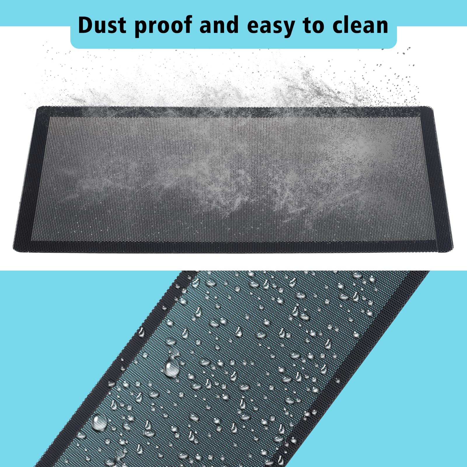 360mm x 120mm PC Case Dust Mesh Filter [2 Pack], Magnetic Frame Computer Fan Dust Mesh PC Cooler Filter Dustproof PVC Cover Grills - Black