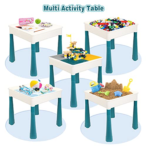 GobiDex All-in-One Kids Table and Chairs Set with 100PCS Marble Run Kids Building Blocks Toys for Kids Ages 3-5 Preschool Classroom Must Haves Multi Activity Water Table for Toddlers 1-3