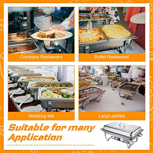 6 Pcs Chafing Dish Buffet Set 8 Qt Stainless Steel Chafer Complete Set Catering Buffet Servers and Warmers with Foldable Frame, Food Pan, Fuel Holder and Lid for Parties Banquet Wedding (Full Size)