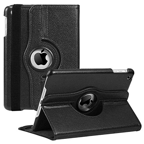 LayYun iPad Mini 1/2/3 Case - 360 Degree Rotating Stand Smart Cover Case with Auto Sleep/Wake Feature for Apple iPad Mini 1 / iPad Mini 2 / iPad Mini 3 … (Black 04)