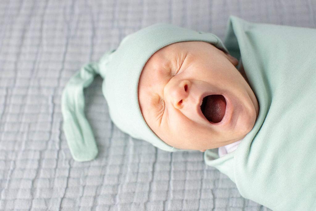 Baby Be Mine Newborn Baby Swaddle Blanket with Matching Knotted Hat (Sage)