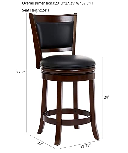 Ball & Cast Swivel Counter Height Barstool 24 Inch Seat Height Cappuccino Set of 2