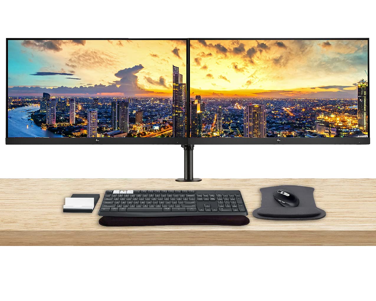 HP E24u G4 24 Inch IPS FHD 2-Pack Monitor Bundle with USB Type-C, E24 G4 Monitor, K375s Bluetooth Keyboard, M585 Bluetooth Mouse, Gel Pads, Compatible with MacBook, MacBook Pro, iPad and iPhone
