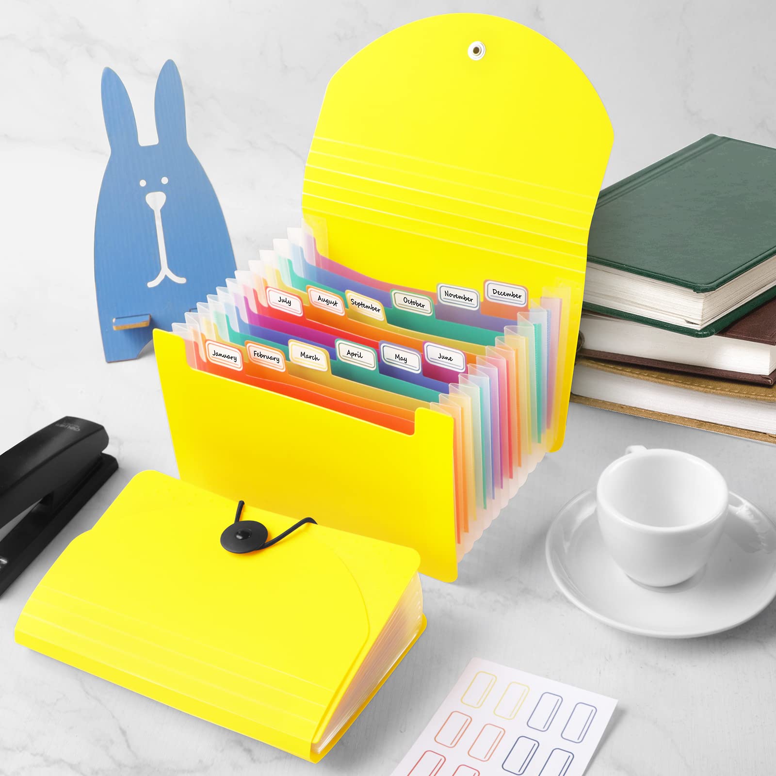 13 Pockets Coupon Receipt Organizer A6 Expanding File Folder, Small Accordian File Organizer for Storage Cards, Receipts, Coupons and Tickets-Yellow