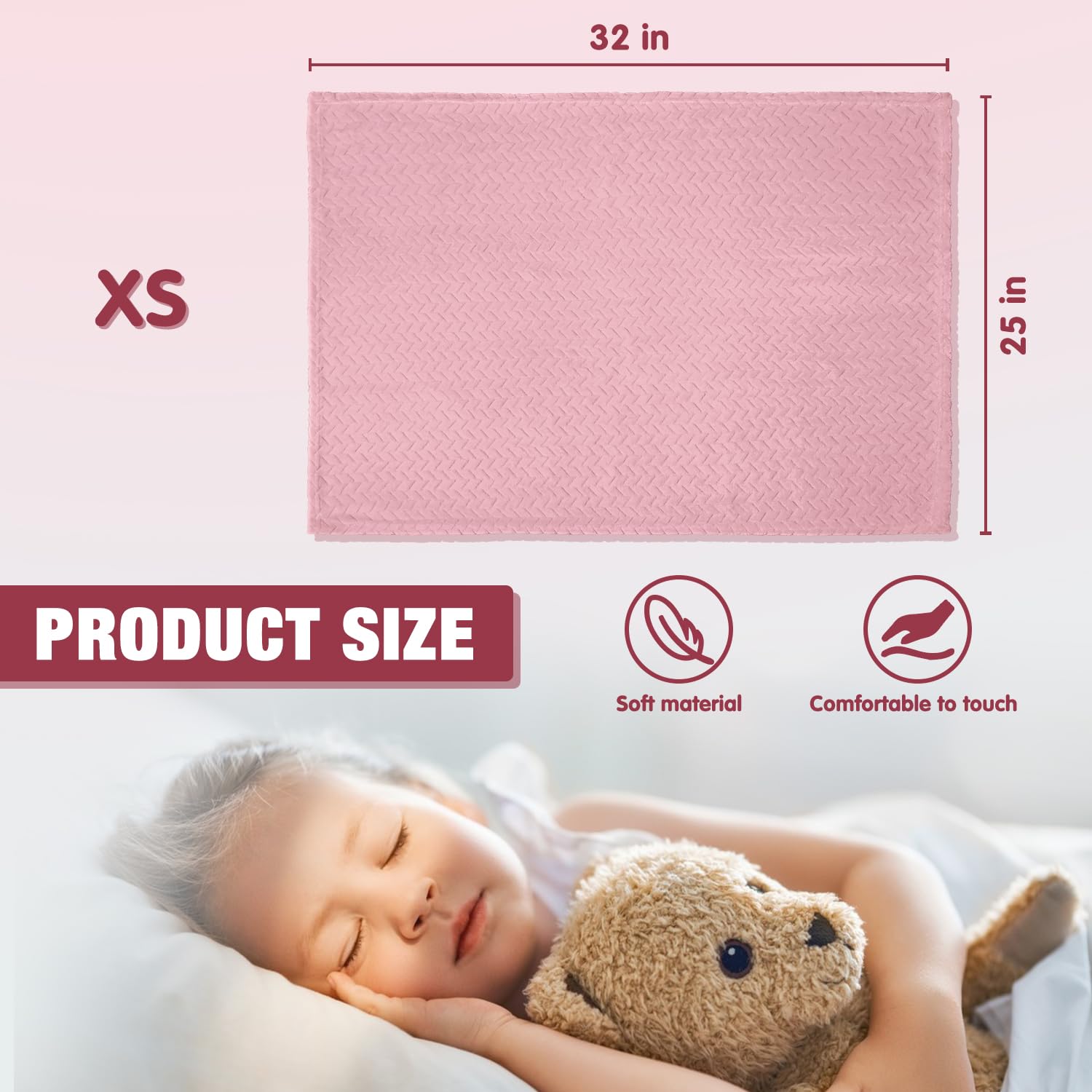 Baby Blanket Flannel, Cozy Throw Blankets for Newborn Infant and Toddler, Super Soft and Warm Receiving Baby Blanket for Crib Stroller (Pink 25 * 32")