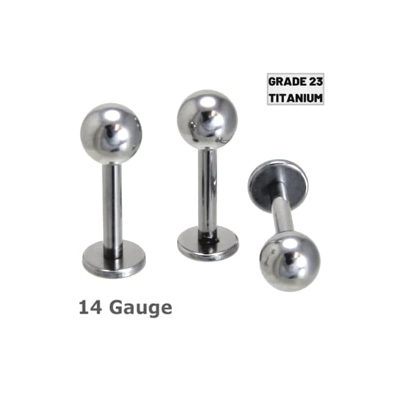 14G 1/2" IMPLANT GRADE TITANIUM LABRET TRAGUS CONCH EAR STUD LIP BODY PIERCING Style 88888-526