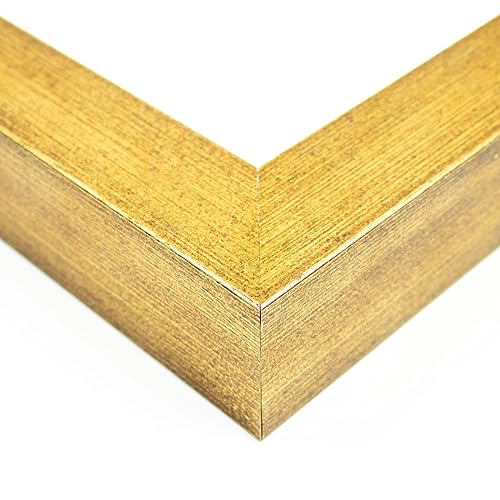 17x8 Frame Gold Solid Wood Picture Frame Width 1.25 Inches | Interior Frame Depth 0.75 Inches | Parrish Contemporary Photo Frame Complete with UV Acrylic, Foam Board Backing & Hanging Hardware