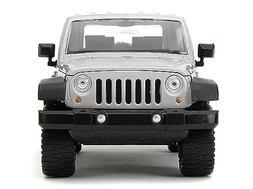 2007 Wrangler Gray and Black with Blue and White Stripes with Extra Wheels Just Trucks Series 1/24 Diecast Model Car by Jada 34194