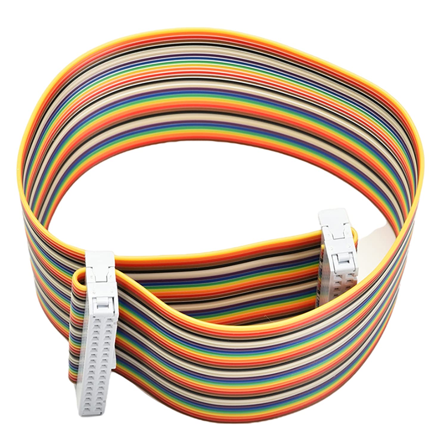 Heyiarbeit 2pcs IDC Rainbow Wire Flat Ribbon Cable 34 Pin 30cm Length 2.54mm Pitch