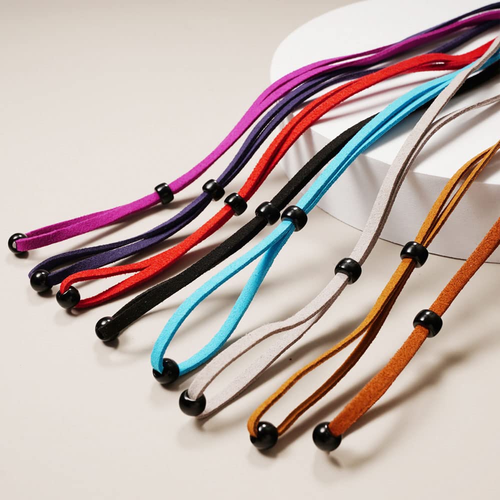 8PCS Premium Leather Eyeglass Straps, Adjustable Eyewear Retainers, Anti slip Eyeglass Chains Lanyard, Black, Gray, Brown, Blue, Dark Blue, Purple, Red 15 YJS Yjs001