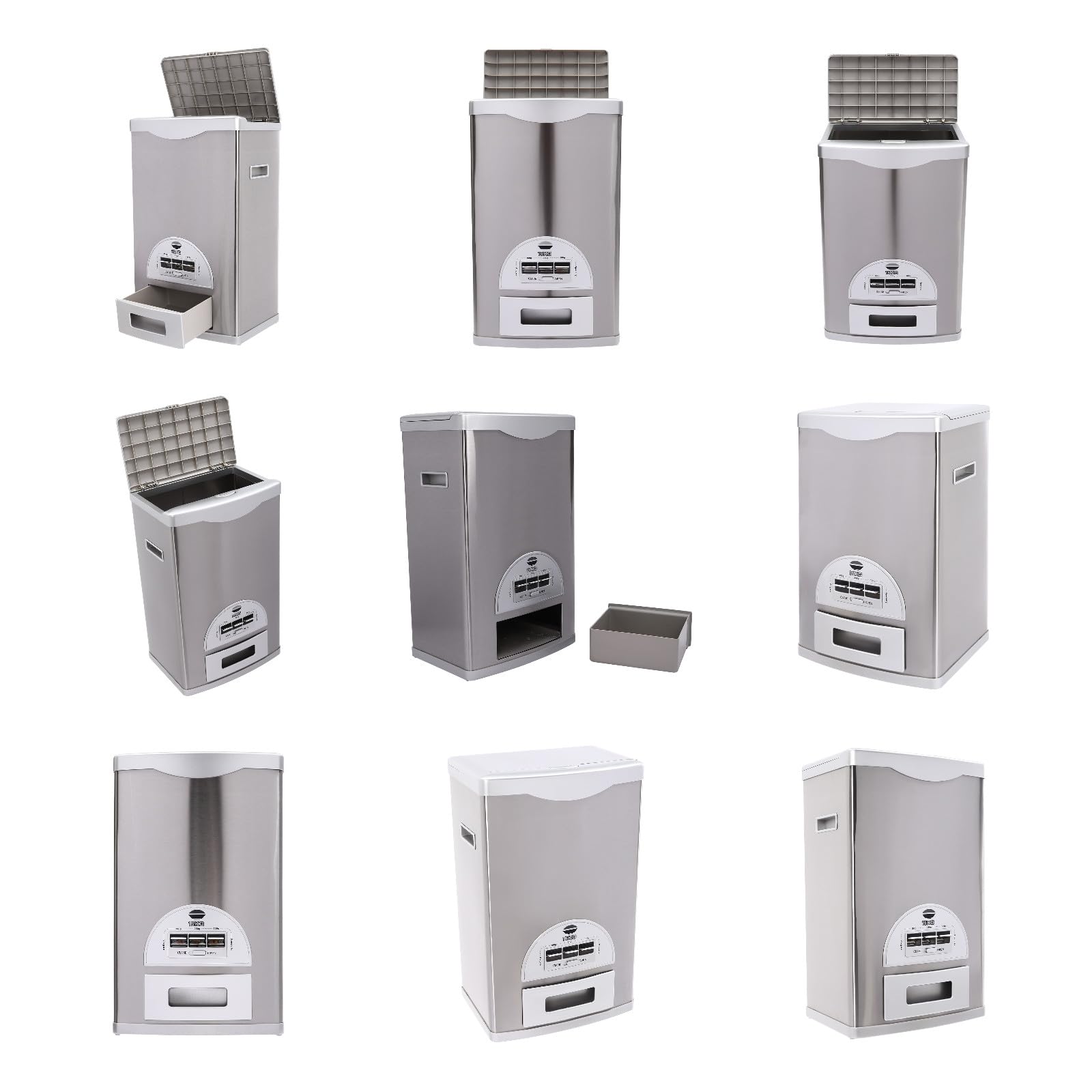 KIOPOWQ Rice Dispenser, Auto Rice Dispenser Rice Storage Container Stainless Steel Rice Organization, Perfect for Rice Cooker, 15kg/33lb, Silver