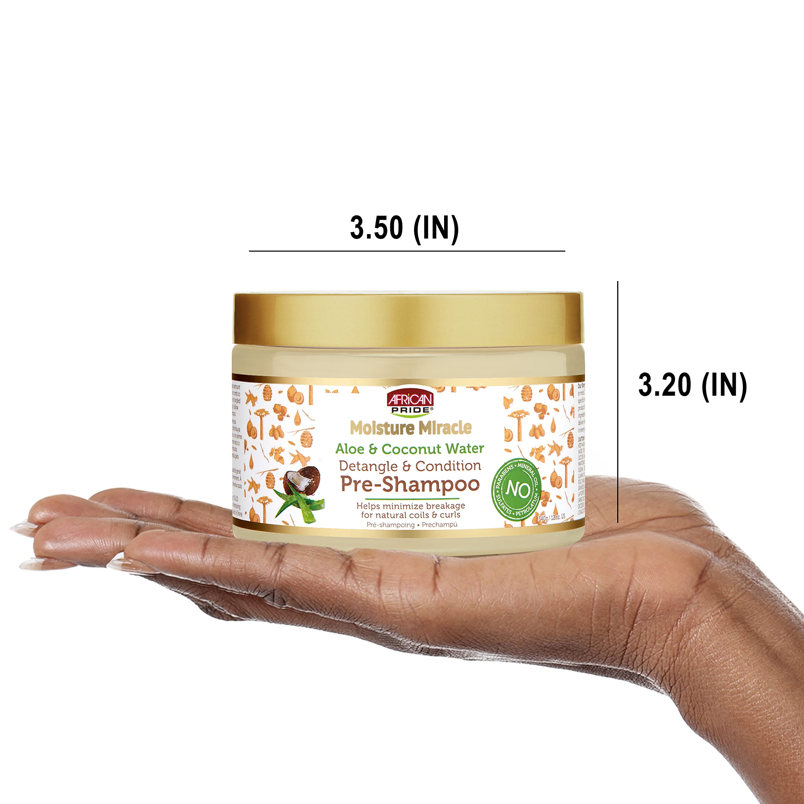 African Pride Moisture Miracle Aloe & Coconut Water Pre-Shampoo - Helps Minimize Breakage for Natural Coils & Curls, Detangles & Conditions, 12 oz (3 Pack)