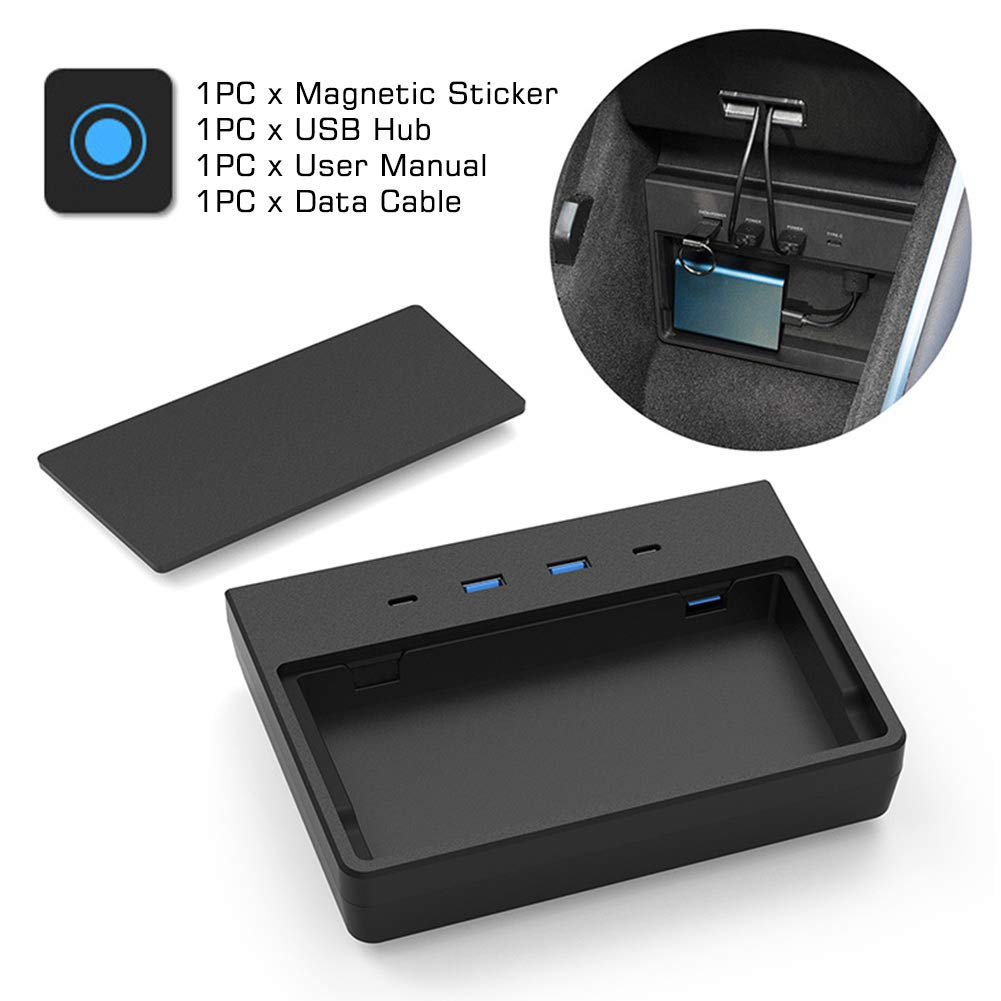 CALIDAKA 5 in 1 Ports Tesl-a Model 3 Model Y USB Hub, Dashcam and Sentrys Mode Viewer USB-C Hub Dongle USB Tesl-a M 3 My Accessories, Custom Designed for Tesl-a Model 3/Y 2020 June Produce