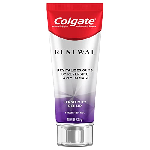 Colgate Renewal Gum Toothpaste Gel, Sensitive Toothpaste for Gingivitis and Improved Gum Health, Mint Gel, Sugar Free, Enamel Safe, Gluten Free, Vegan, 2 Pack, 3 Oz Tubes