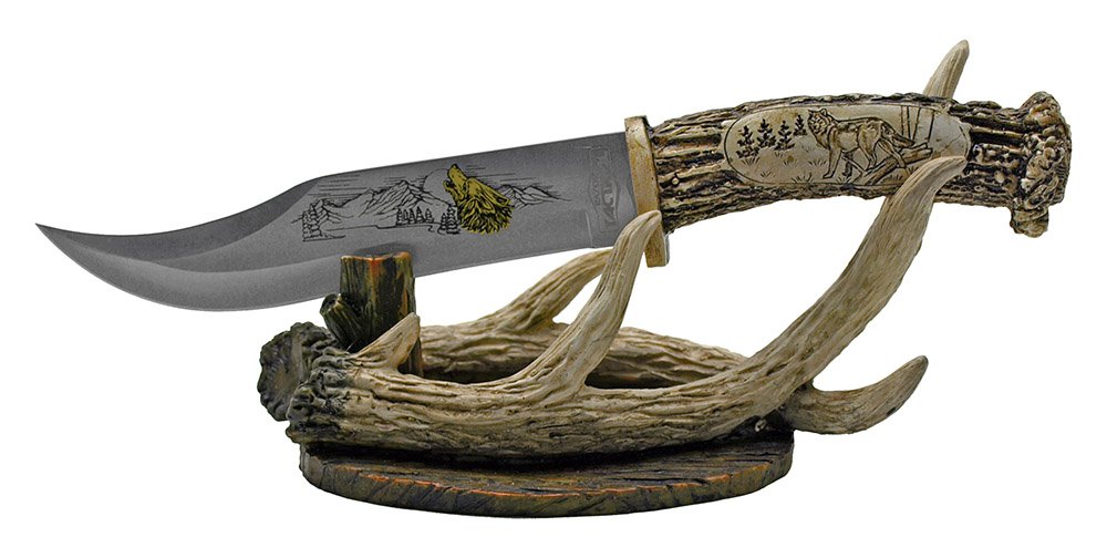 12" Decorative Wolf Hunting Knife