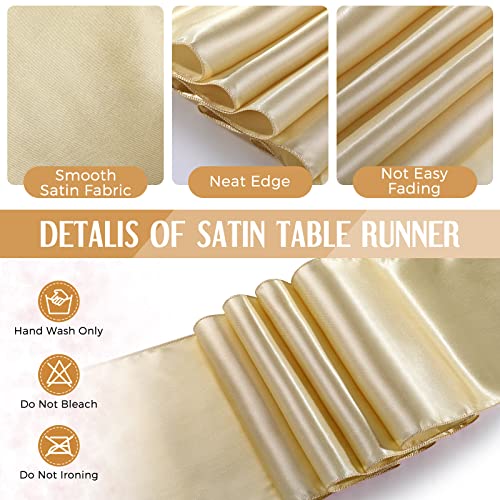 8 Pack Disposable Plastic Tablecloths and Satin Table Runner, 54 x 108 Inch Tablecloth, 12 x 108 Inch Table Runners for Wedding Graduation Birthday Baby Shower New Year Party (Gold)