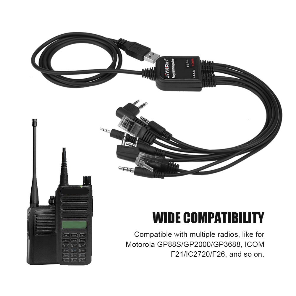Tosuny 8 in 1 USB Programming Cable, Genuine USB Programming Cable with 8pcs Different Connectors for Kenwood/ for QuanShengcn/ for Tyt/for Motorola Radio, Compatible with Multiple Radios