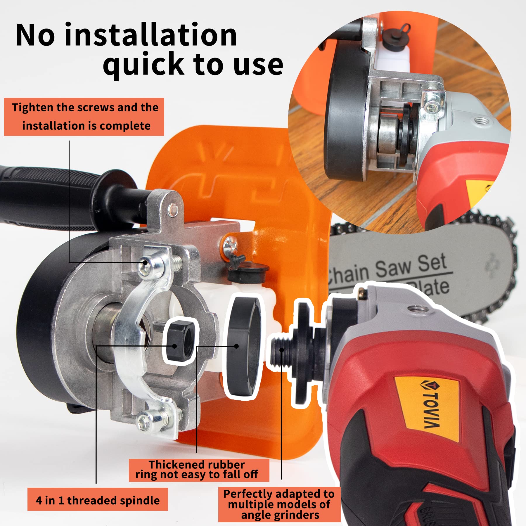 12" Chainsaw Attachment for Angle Grinder, Electric Chain Saw Converter Accessories for Wood Cutting Applicable Angle Grinder 5/8β-11 Thread ABOR M10 M12 M14